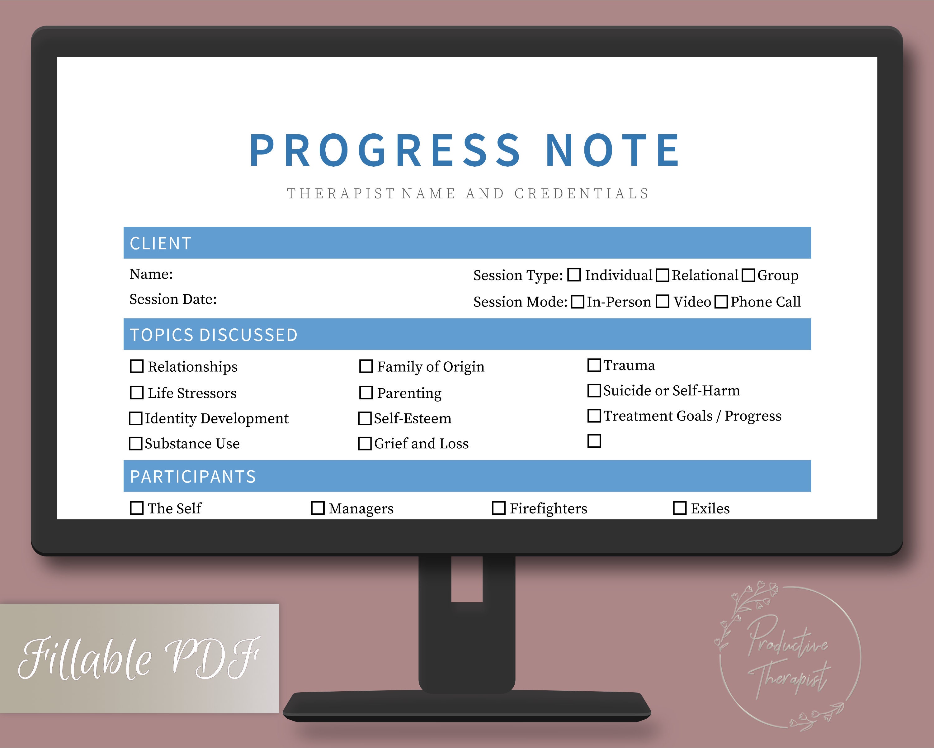 IFS Progress Note Template for Therapists, Counselors, Psychologists ...