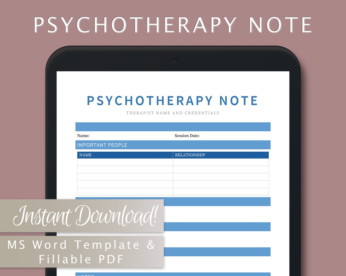 Simple Psychotherapy Note Template for Therapists, Counselors ...