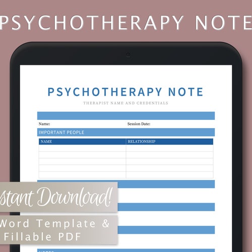Simple Psychotherapy Note Template for Therapists Counselors - Etsy