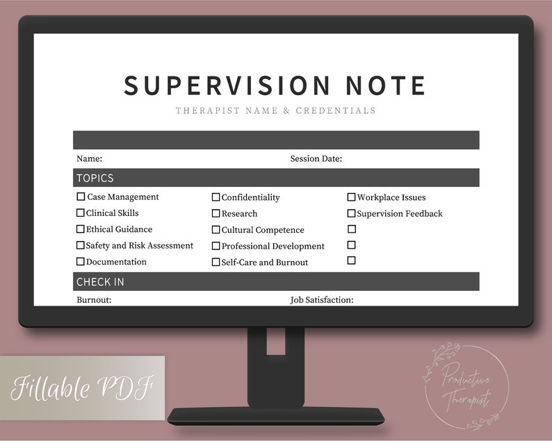 Supervision Note Template for Supervisors, Pre-licensed Therapists ...