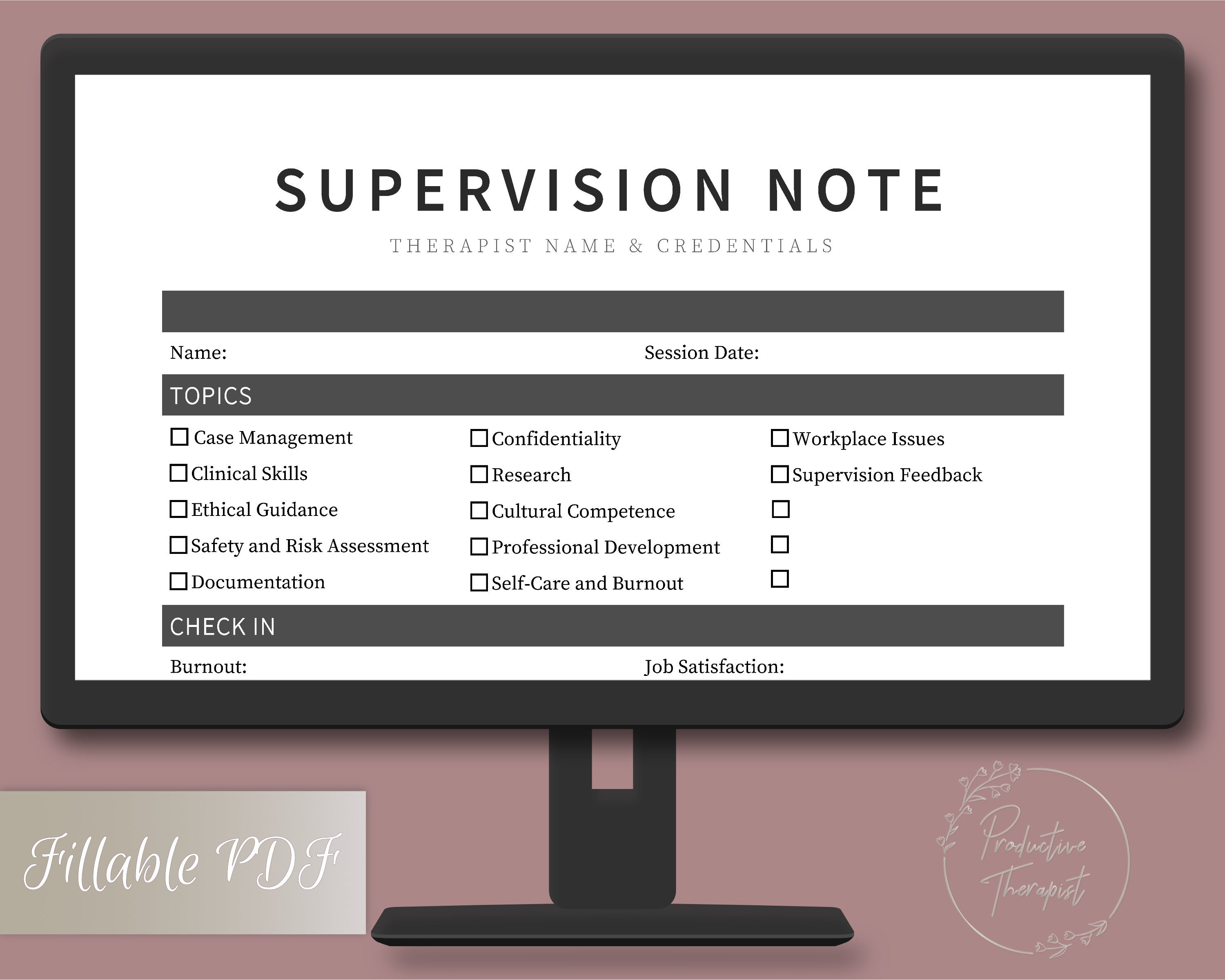 Supervision Note Template for Supervisors, Pre-licensed Therapists ...
