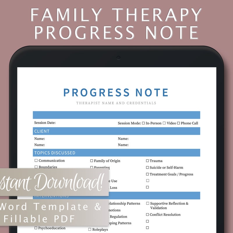 Family Therapy Notes Template - Etsy