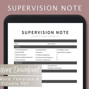 Supervision Note Template for Supervisors, Pre-licensed Therapists ...