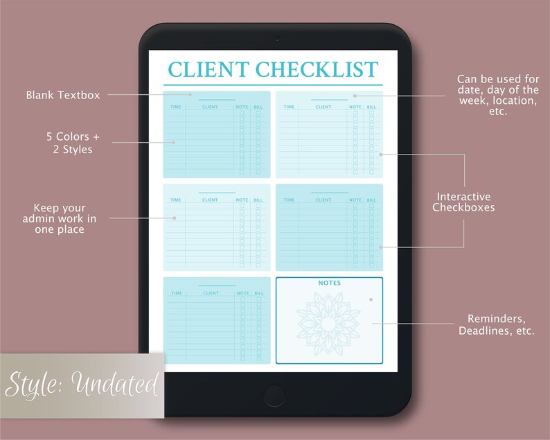 Therapist Client Checklist Planner Template Bundle for | Etsy
