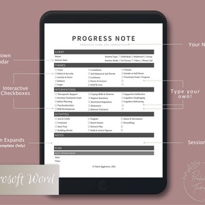 Play Therapy Progress Note Template for Therapists, Counselors ...