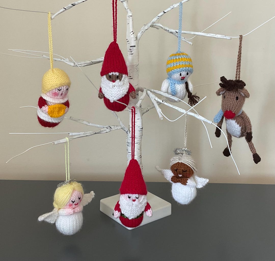 Knitted Tree Decorations - Etsy UK