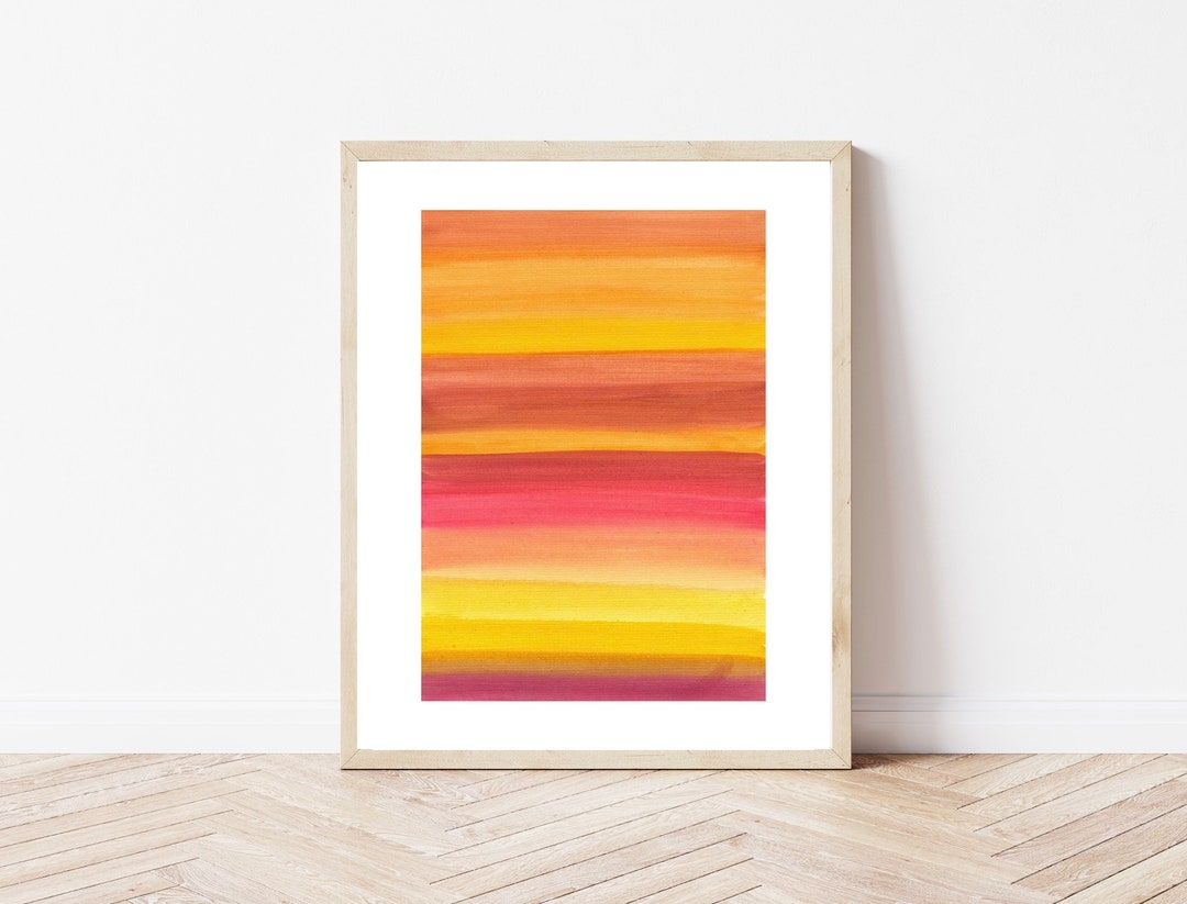 Warm Lines, Abstract Watercolor, Bright Blended Lines, Abstract Art ...