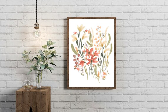 Boho Floral Watercolor Floral Art Abstract Floral Floral - Etsy