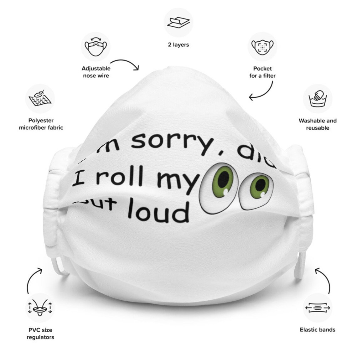 Premium face mask Eye roll | Etsy