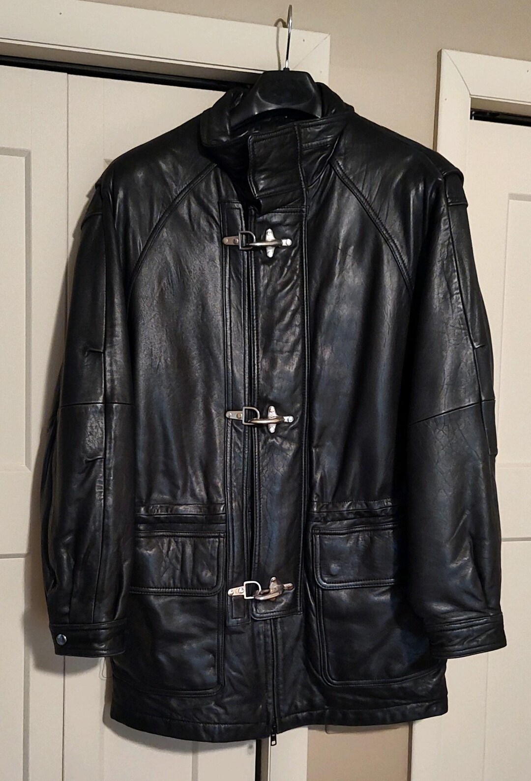 Men's Vintage Black Leather Coat - Etsy