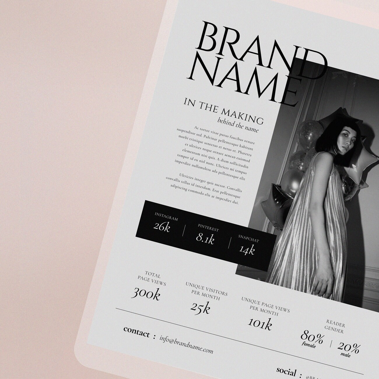 One-page Influencer Media Kit | Instagram Media Kit | Influencer ...