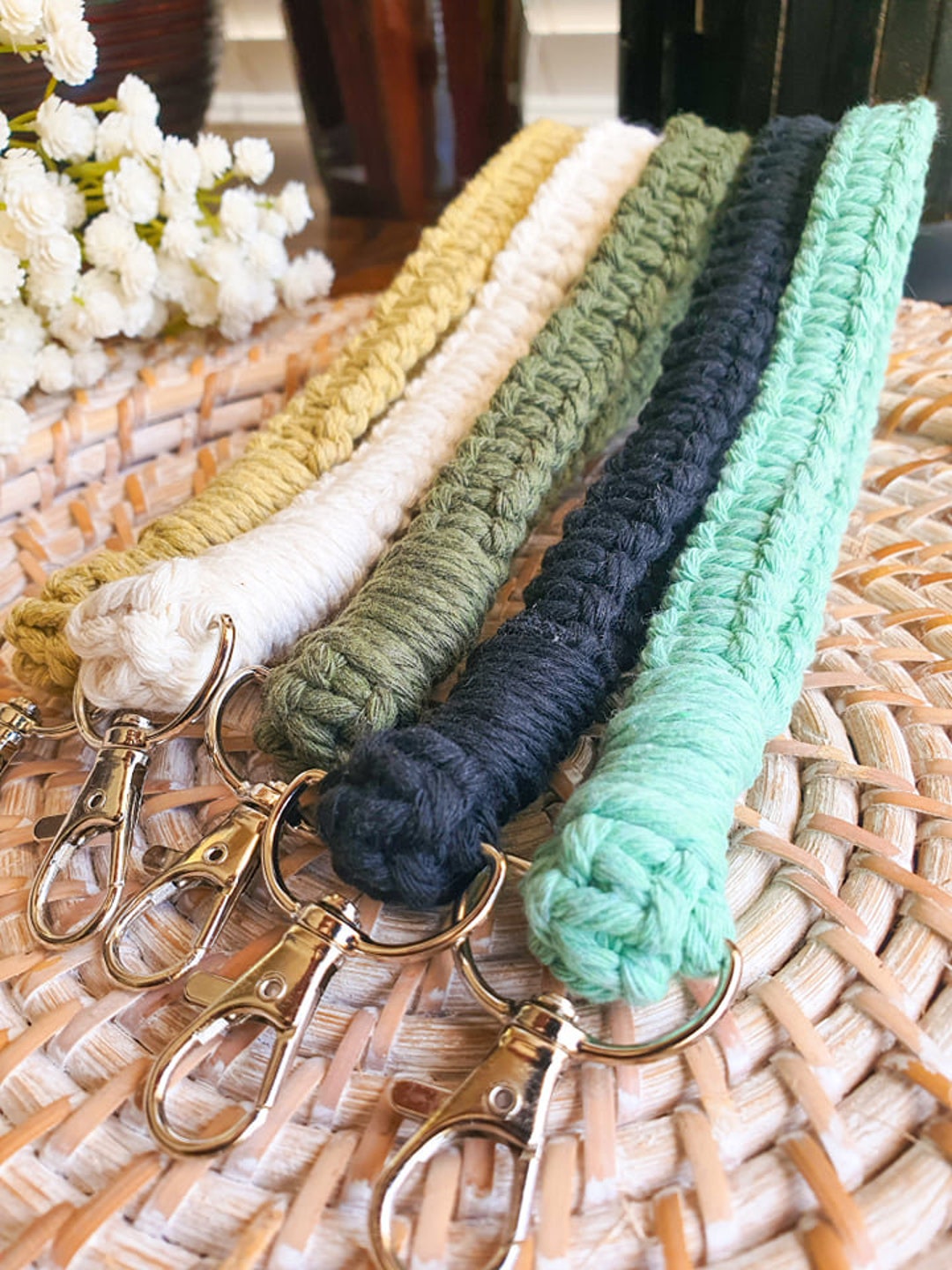 Macrame Keychain, Macrame Wristlet, Key Fob, Lobster Claw - Etsy