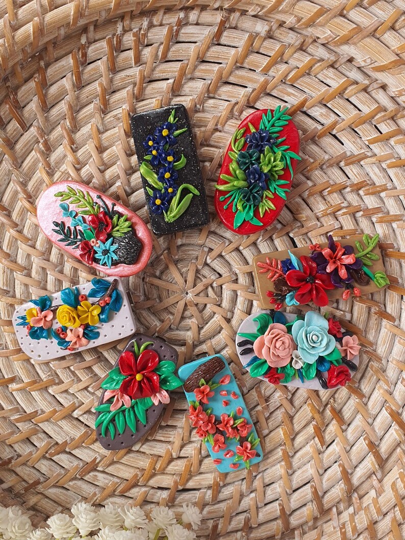 Polymer Clay Barrettes Polymer Clay Hair Clips Alligator - Etsy