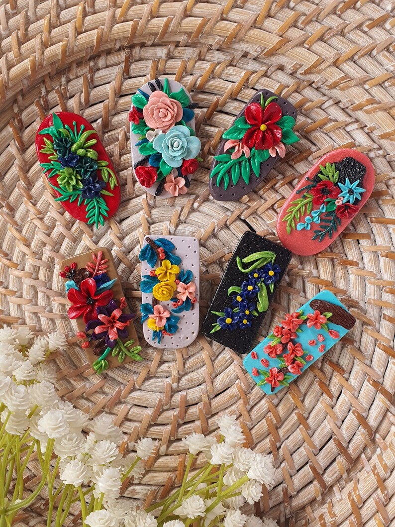 Polymer Clay Barrettes Polymer Clay Hair Clips Alligator - Etsy