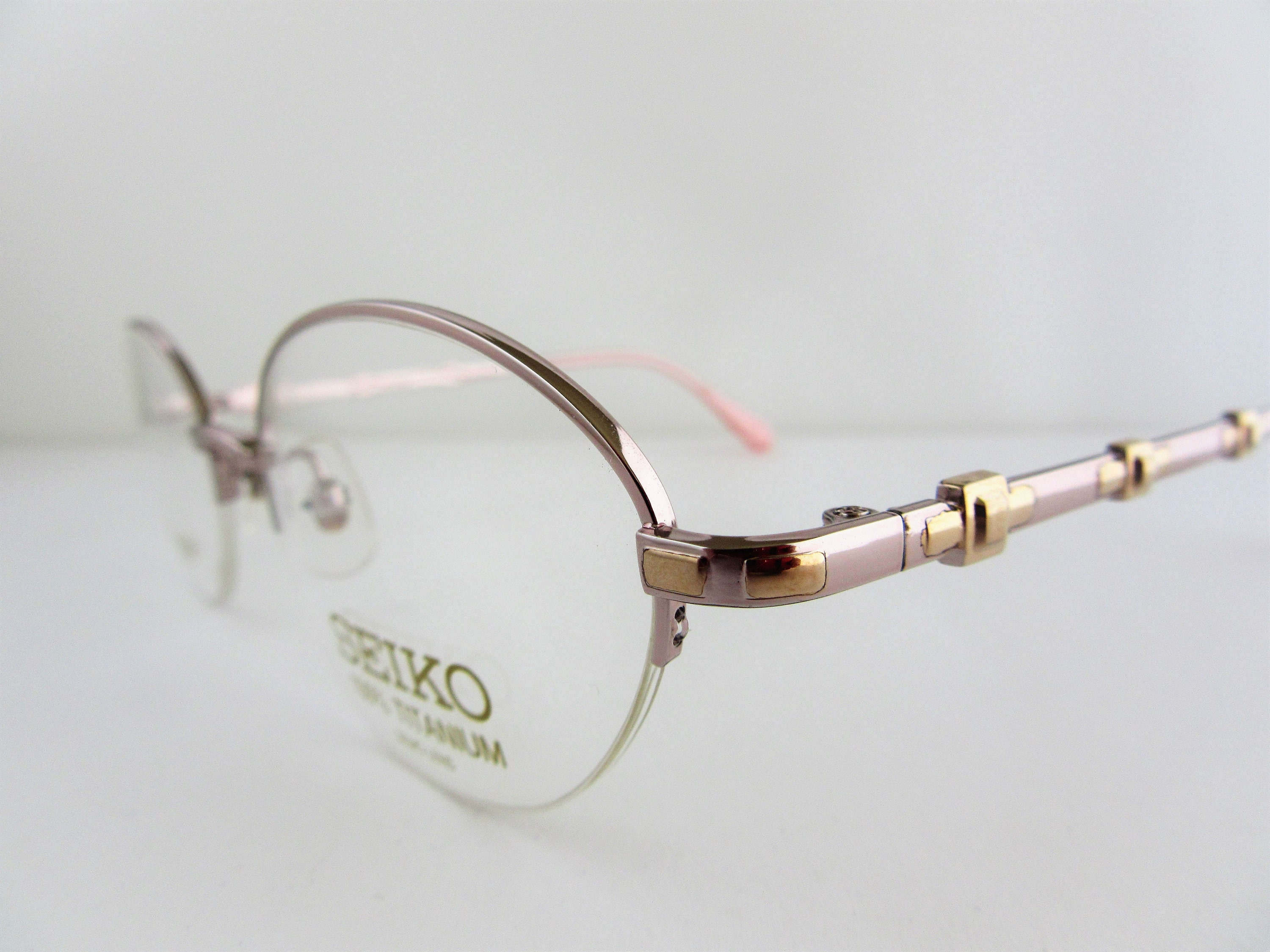 SEIKO T- 063 Women's Pure Titanium Semi Rimless Eyeglass Frames 1990s ...