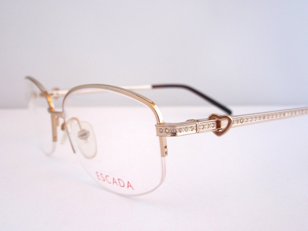 ESCADA VES607S Women's Semi Rimless Eyeglasses Frames Gold With Hearts ...