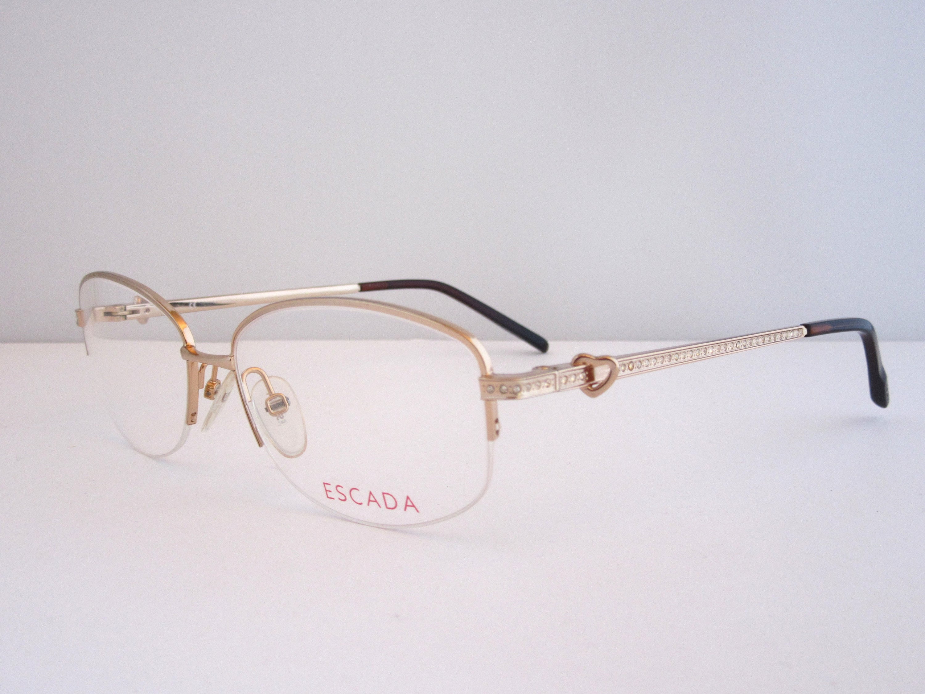 ESCADA VES607S Women's Semi Rimless Eyeglasses Frames Gold With Hearts ...