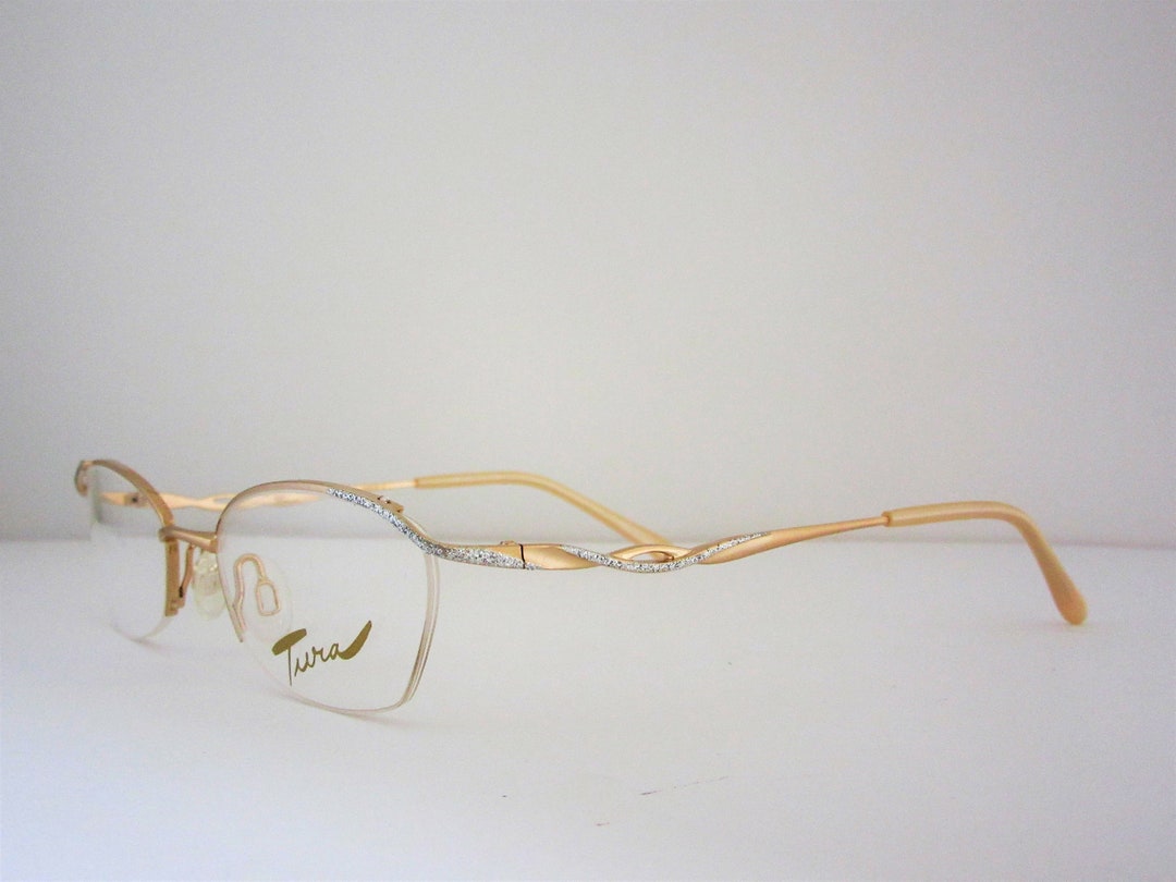 TURA Mod. 375 GLD Women's Gold & Sparkle Semi Rimless Eyeglass Frames ...