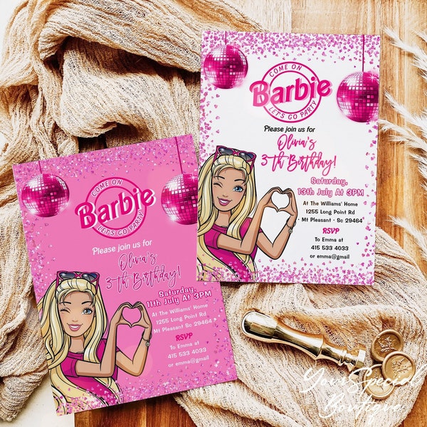 Barbie Invitation - Etsy