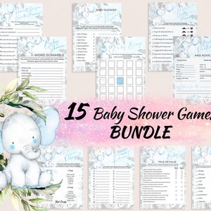 Baby Shower Game Blue Elephant Boy Elephant Baby Shower | Etsy