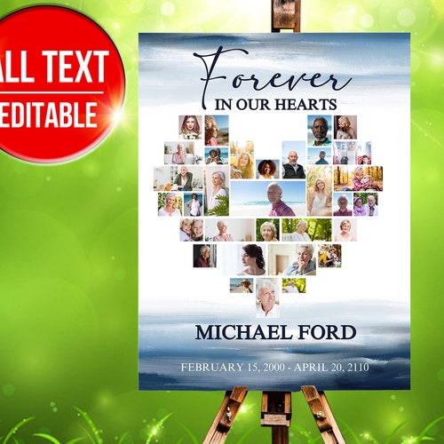 Celebration of Life Multiple Photos Funeral Welcome Sign - Etsy