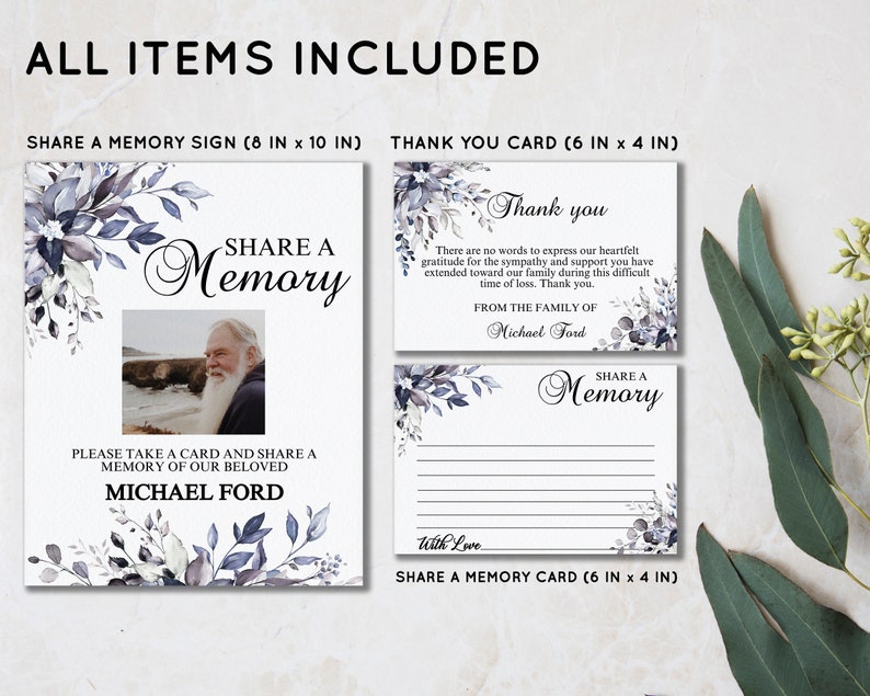 Memorial Share A Memory Sign & Card Printable Funeral Thank - Etsy