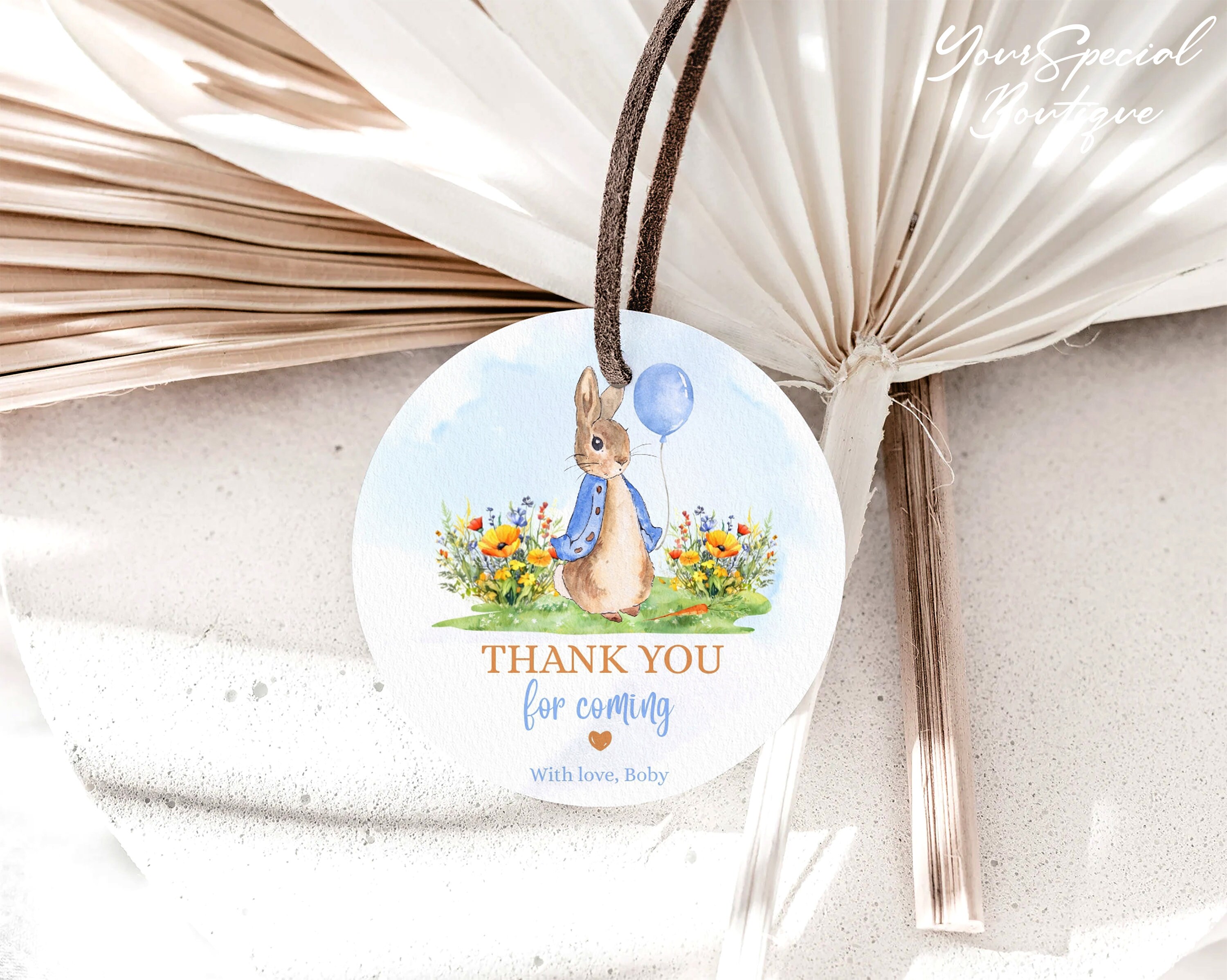 Printable Peter Rabbit Gift Tag, EDITABLE Thank You for Coming Favor ...