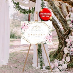 Wedding Timeline Pale Pink Wedding Welcome Sign Template, Entrance ...