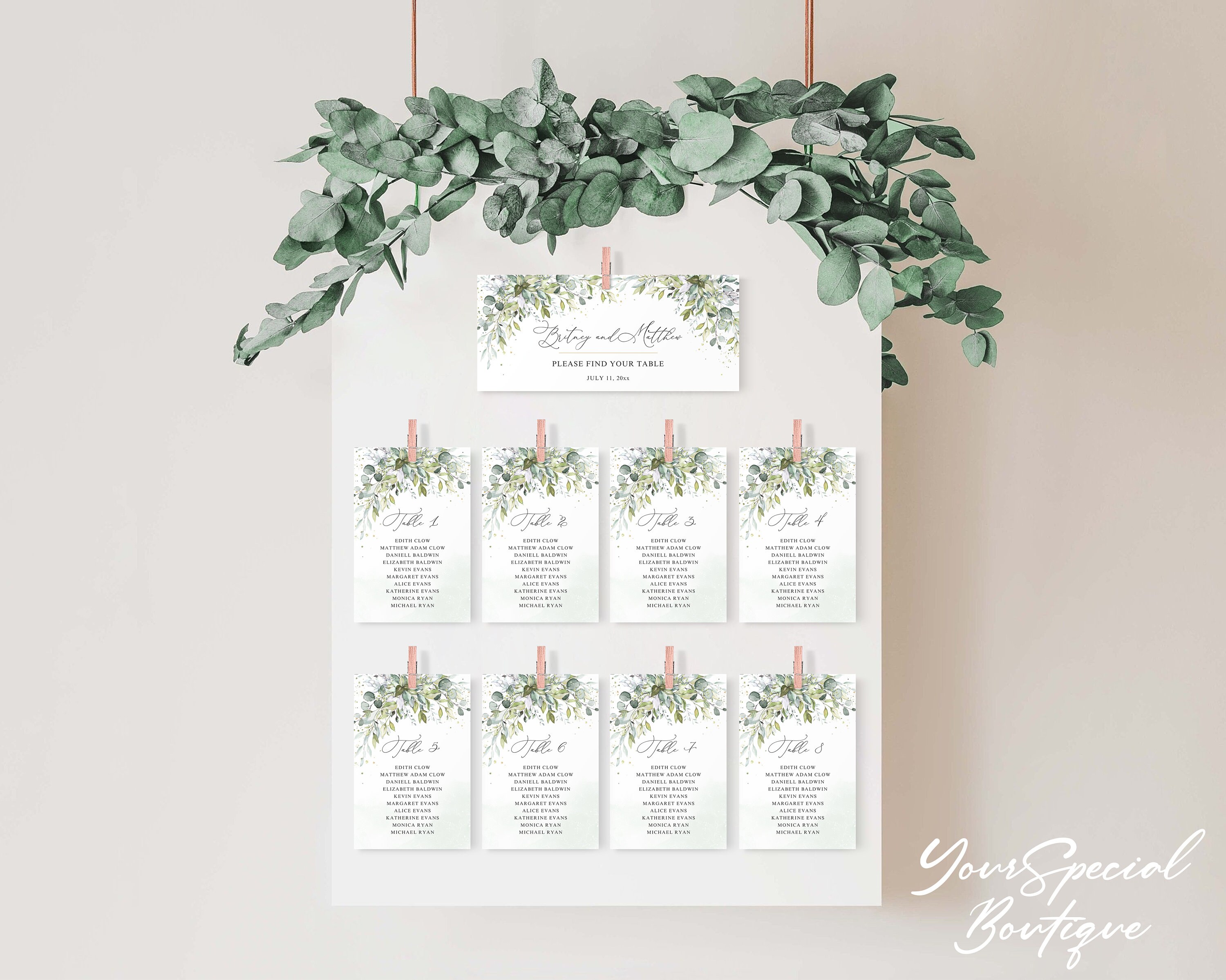 Seating Chart Cards Wedding Seating Chart Printable Seating - Etsy