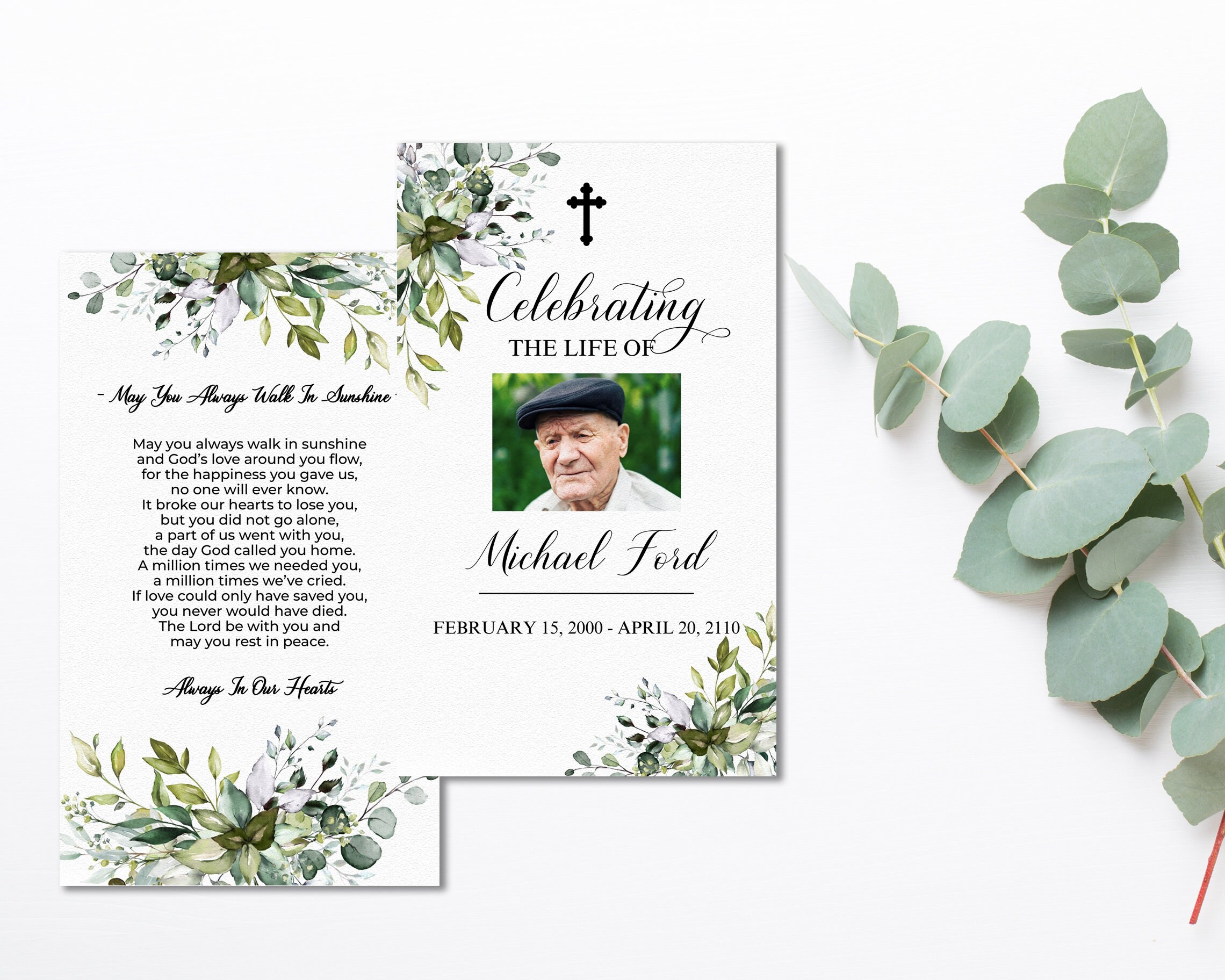 Funeral Prayer Card for Men Funeral Program Funeral - Etsy