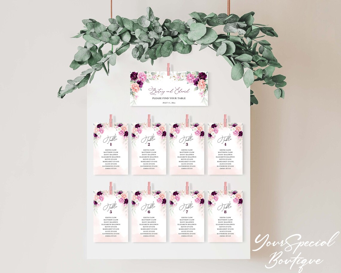 Seating Chart Cards Seating Chart Wedding Printable Seating - Etsy