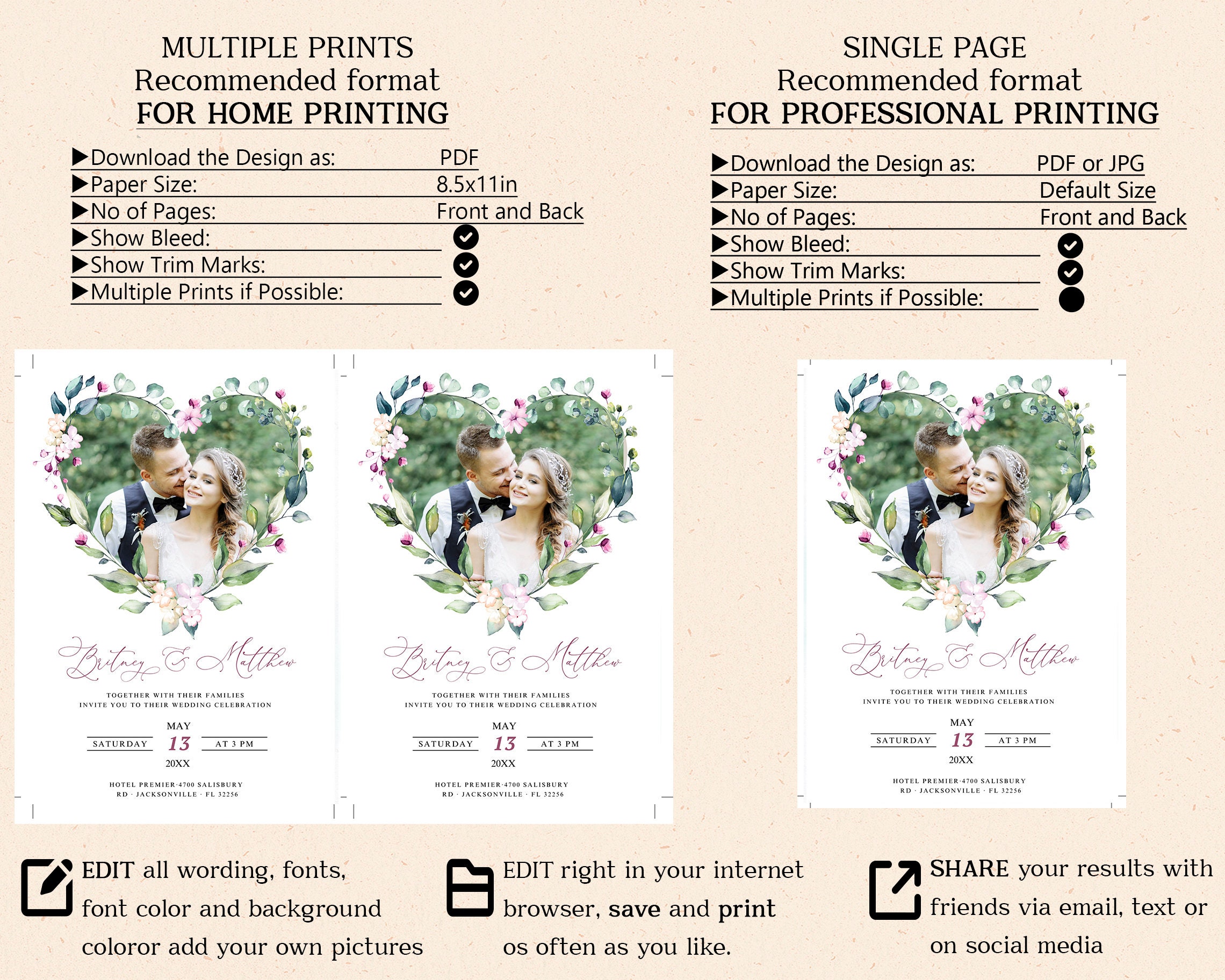 Picture Wedding Invitation Photo Wedding Invitation Template | Etsy