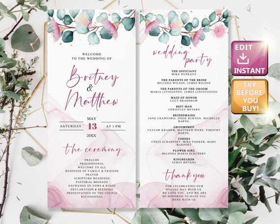 Pink Wedding Bulletin Covers