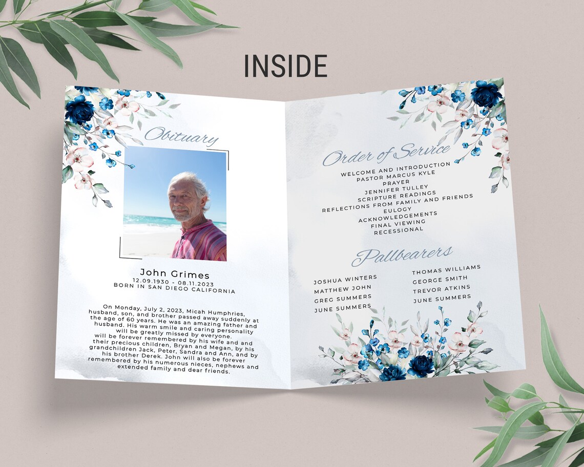 Funeral Program, Funeral Memorial Program Funeral, Program Celebration ...