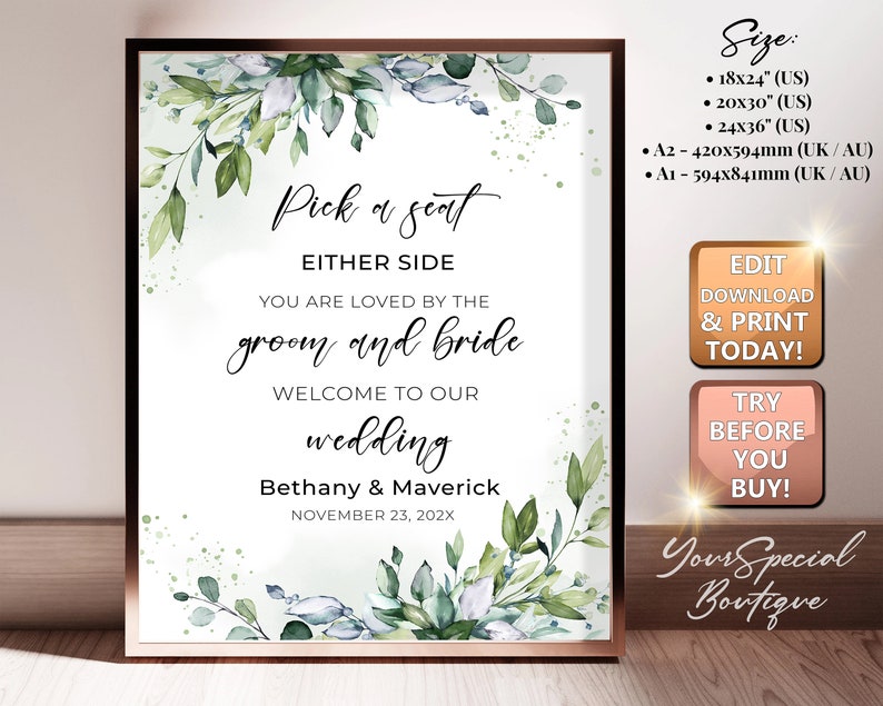 Choose a Seat Not a Side Sign Template Pick a Seat Not a - Etsy