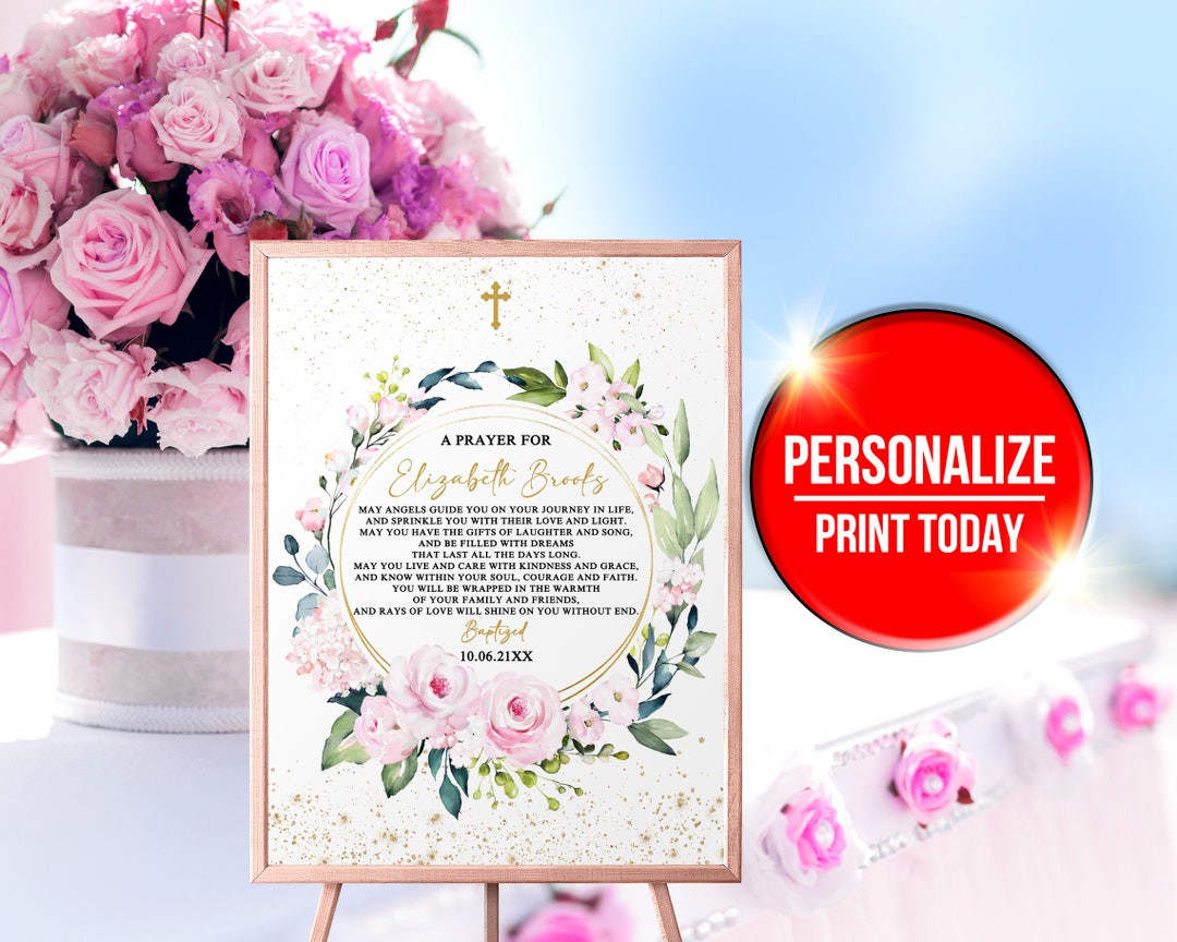 Baby Baptism Prayer Sign Template for Boy or Girl, Baptism Gift Boy ...