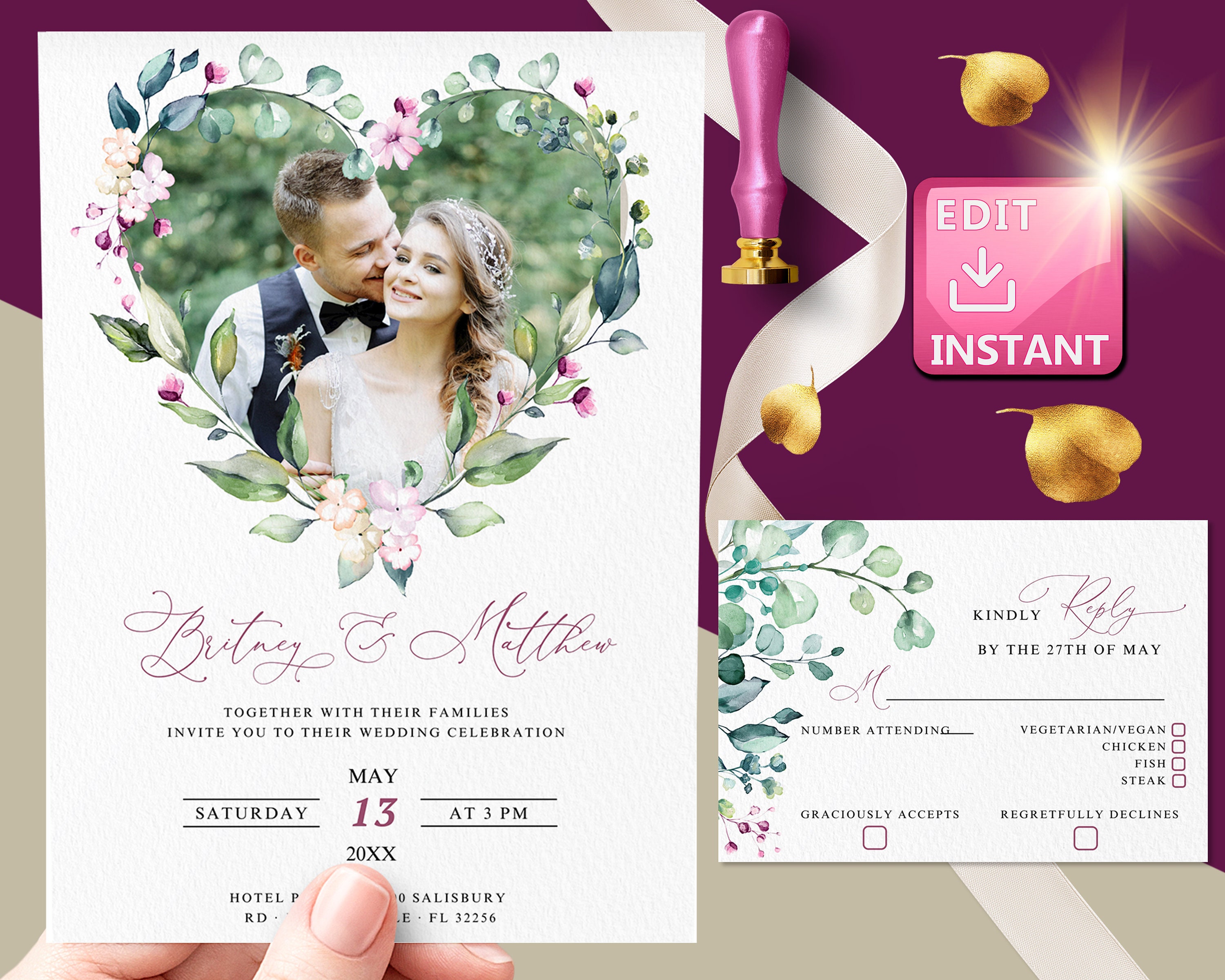 Picture Wedding Invitation Photo Wedding Invitation Template | Etsy