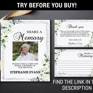 Share a Memory Sign & Card Printable, Share a Memory Card Funeral ...