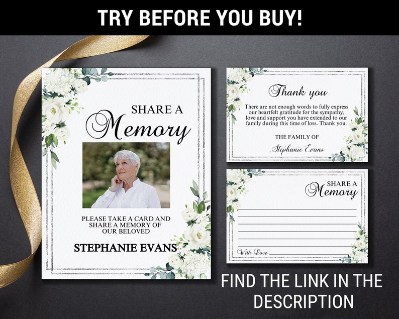 Share a Memory Sign & Card Printable, Share a Memory Card Funeral ...