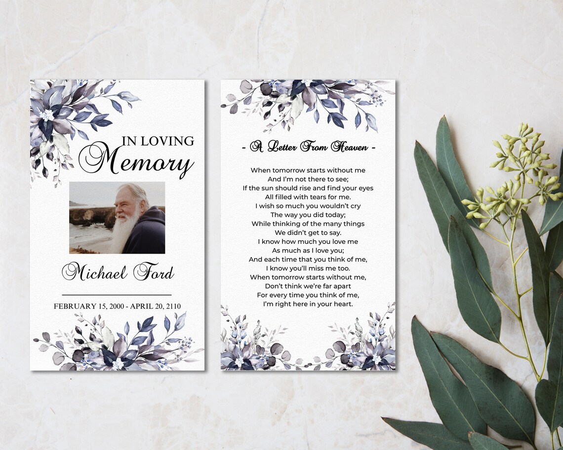 Memorial Prayer Card Man Funeral Prayer Cards Men Funeral - Etsy