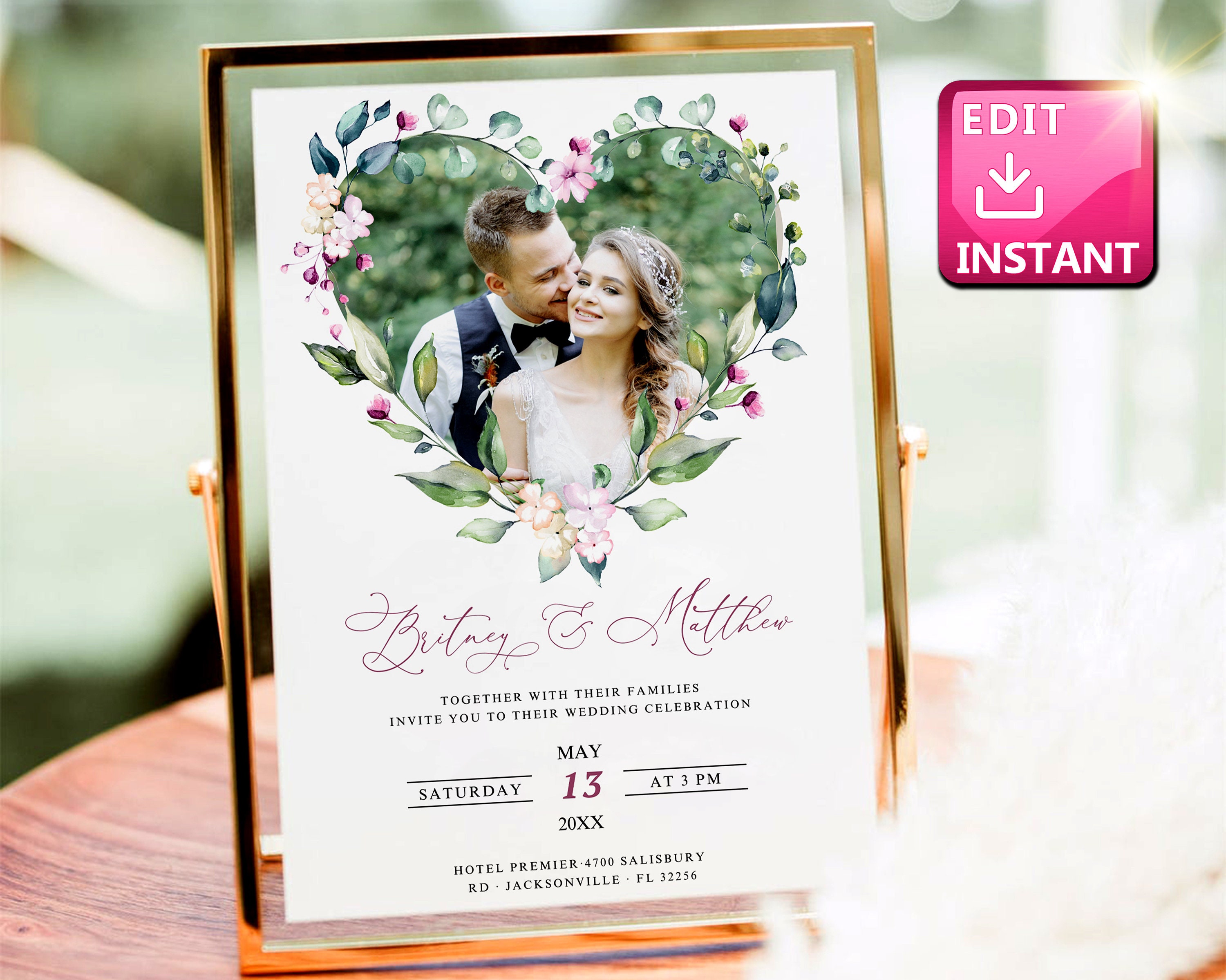 Picture Wedding Invitation, Photo Wedding Invitation Template, Wedding ...