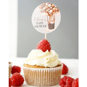 Cupcake Toppers Baby Shower Bear Balloon, Digital File, Birthday Teddy ...