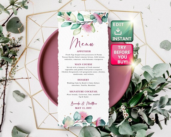 Tarjetas De Menú De Buffet De Bodas