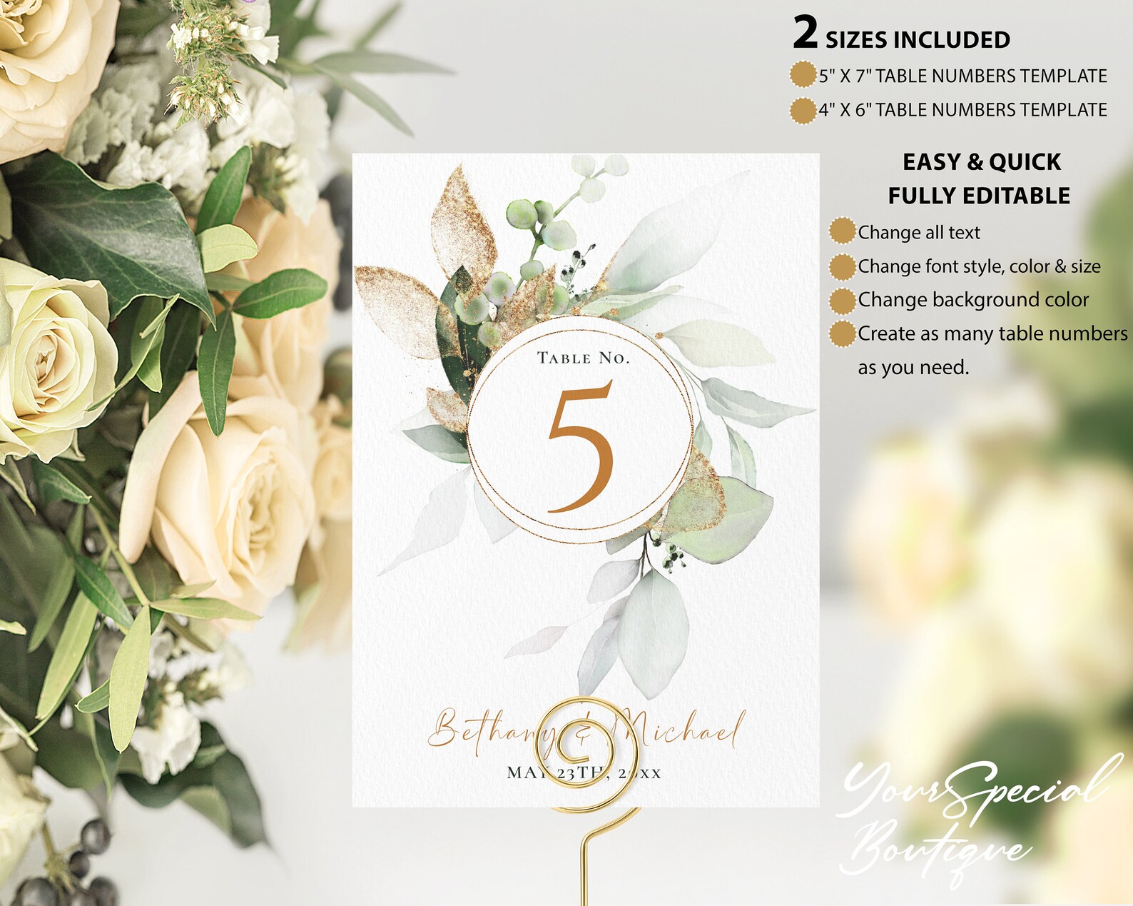 Printable Wedding Table Numbers Printable Gold Table Numbers Events ...