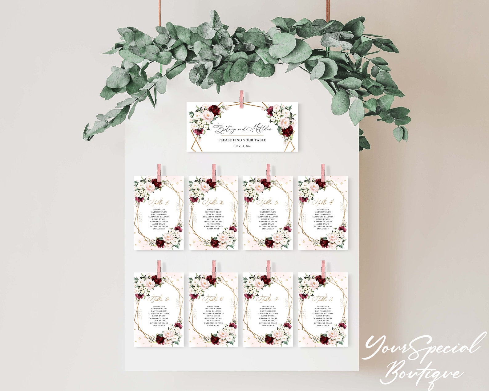 Burgundy Wedding Seating Table Cards Marsala Find Your Table - Etsy