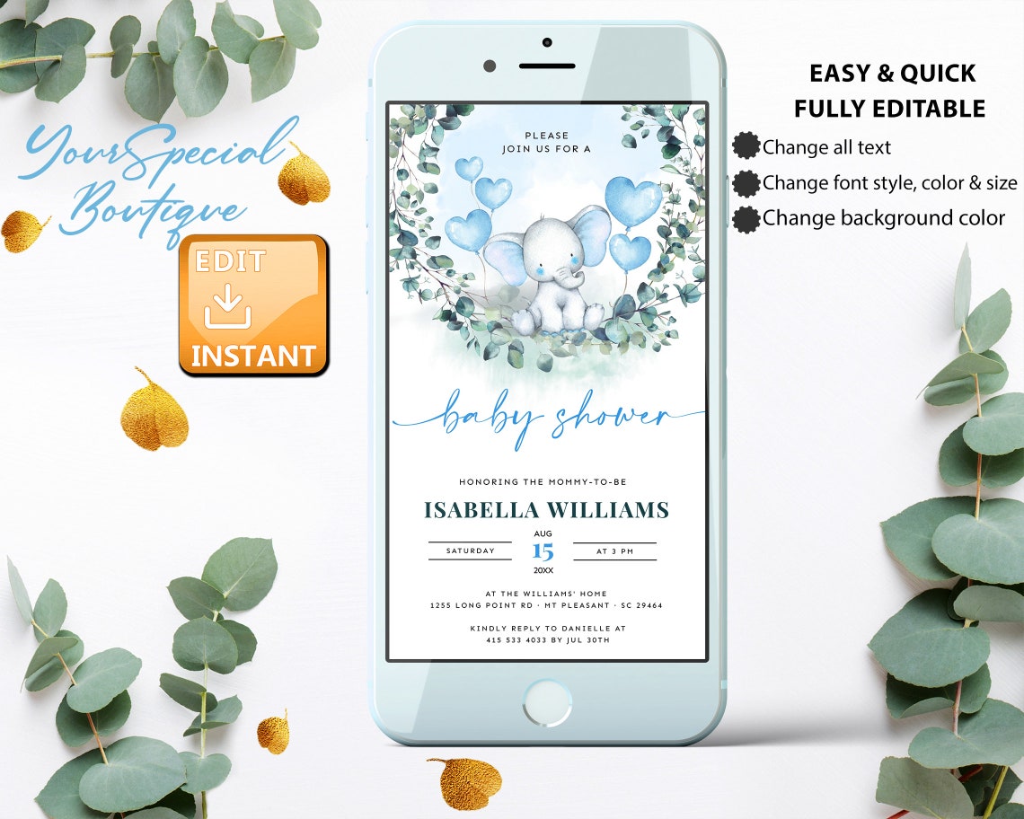 Baby Shower Digital Invitationbaby Shower Evite E - Etsy