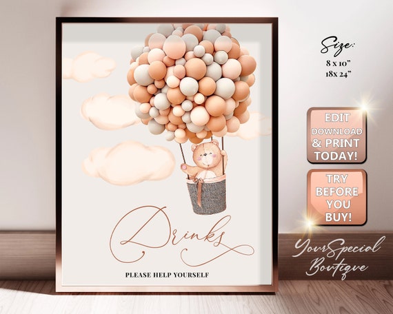 Baby Shower Sign Drinks Editable Bar Menu Sign Modern Menu - Etsy