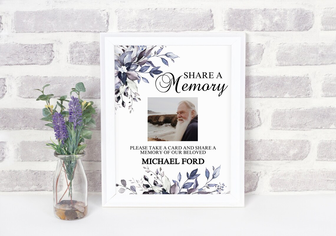 Memorial Share A Memory Sign & Card Printable Funeral Thank - Etsy
