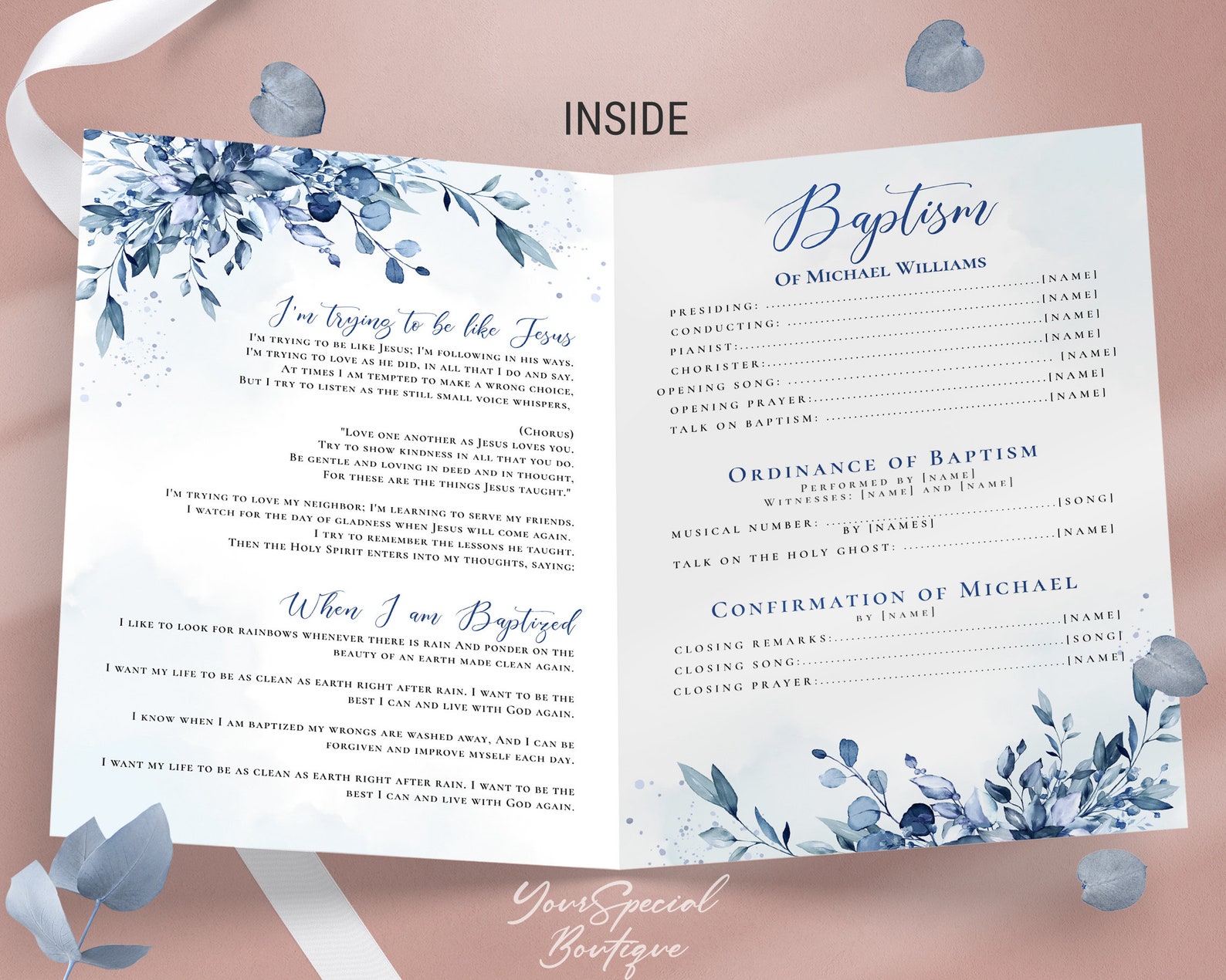 Baptism Program LDS Boy, LDS Baptism Program, Baptism Program Template ...