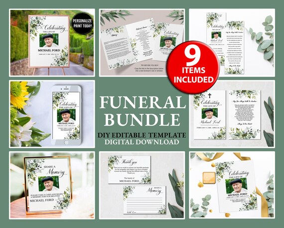 Memorial Package Man Funeral Bundle Printable Funeral | Etsy